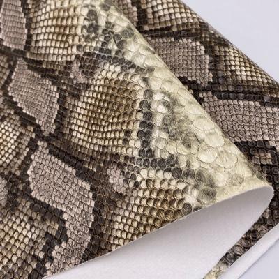 China 1.0mm Snake Pattern PU Leather with Imitation Cotton Velvet for Handbags, Shoes & Packaging for sale