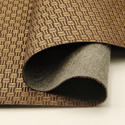 China 0.6mm Antique Brass Weave Knitted PVC Leather for Packaging, Bags, and Phone Cases for sale