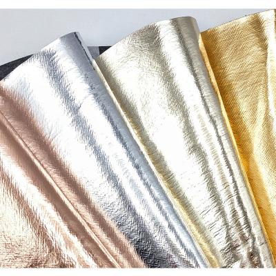 China 0.5mm Metallic Film PVC Saffiano Cross Pattern Faux Leather for Packaging Boxes and Accessories for sale