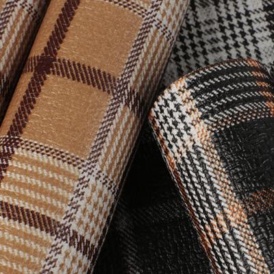 China 0.9mm Scottish Plaid Faux Leather with Soft Velvet Bottom for Bags, Gloves & Furniture for sale