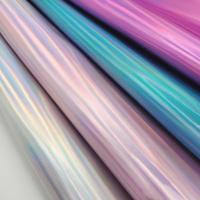 China Laser Mirror PU Leather 0.8-1.2mm Waterproof Reflective Silver Gradient for Handbags and Clothing for sale