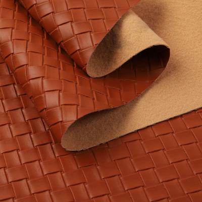 China 1.0mm Embossed Woven PVC Synthetic Leather Fabric for Handbags and Luggage - Soft Durable Material for sale