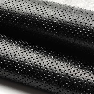 China Black Semi-Perforated PVC Leather Material for Car Interior & Furniture Upholstery - 650mm Width for sale