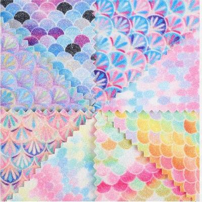 China 0.5mm Mermaid Fish Scale Glitter PU Artificial Leather for Handbags, Clothing, and Phone Cases for sale