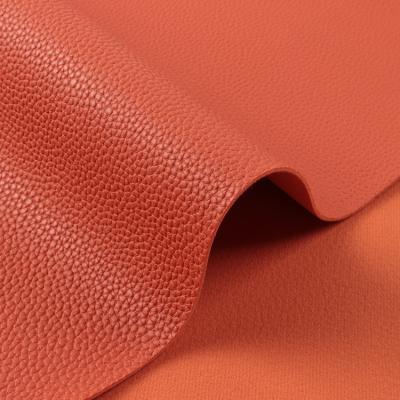 China 1.7mm Soft Lychee PVC Leather with Cotton Velvet Bottom Fabric for Bags and Luggage Manufacturing for sale