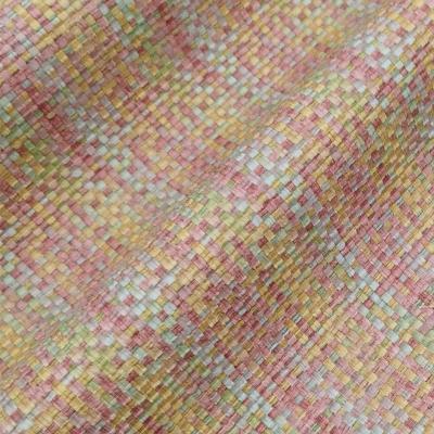 China 0.8mm Rainbow Straw Mat Woven PVC Leather Fabric for Handbags, Phone Cases & Cosmetic Boxes for sale