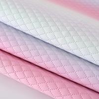China Gradient Rainbow Diamond Grid PU Leather Fabric for Handbags & Phone Cases - 650mm Width Material for sale