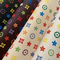 China PVC Synthetic Faux Leather Pentagon Printed Fabric 1.4mm Thick 54 Inch Width for Bags Cases for sale