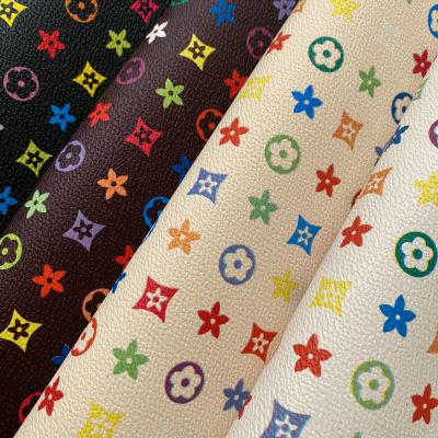 China PVC Synthetic Faux Leather Pentagon Printed Fabric 1.4mm Thick 54 Inch Width for Bags Cases for sale