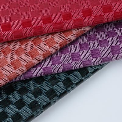 China High Gloss Checkered Chessboard PVC Faux Leather Fabric 1.4mm for Bags Purses Wallets Phone Cases for sale