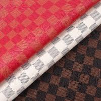 China Mixed Color Checkerboard Printed PVC Faux Leather Fabric for Bags 1.4mm Thick 54 Inch Width for sale