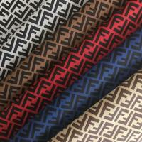 China Printed Double F Letter PVC Faux Leather Fabric 1.4mm Thick for Bags Purses Wallet Phone Case Gift Box for sale