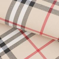 China Classic Plaid Printed PVC Faux Leather Fabric for Bags 1.4mm Thickness 54 Inch Width for sale