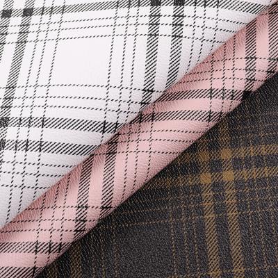 China Plaid Striped Printed PVC Faux Leather Fabric Artificial Scratch Resistant for Bag Making 1.4mm for sale