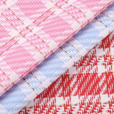 China 0.7mm Gold Thread Lattice PVC Leather Fabric for Handbag Making for sale