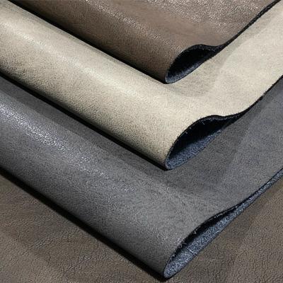 China 1.2mm Simulated Genuine Leather Microfiber PU with Retro Burnt Bark Pattern for Shoes and Bags for sale