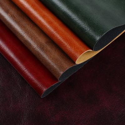 China Vintage Oil Wax Embossed PU Leather with Brushed Texture - Eco-Friendly Material for Shoes, Bags & Accessories for sale