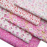 China Printed Pink PU Leather with Valentine's Day Heart Print - 120mm Love Shape with Cotton Velvet Backing for Craft Projects for sale
