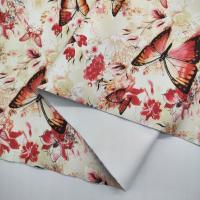China Printed Colorful Butterfly In Love With Flowers PVC Faux Leather Fabric 1.4mm Thick 54 Inch Width for sale