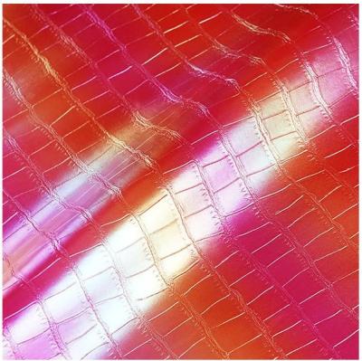 China 1.2mm Colorful Gradient Crocodile PVC Faux Artificial Leather Fabric for Handbags for sale
