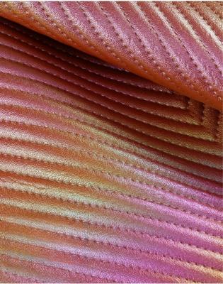 China 1.2 mm Colorful Gradient Diamond PVC Faux Artificial Leather Fabric for Bags and Cases for sale