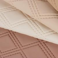China 1.0 mm Soft Stitched Embroidered Diamond Woven Decorative PVC Faux Artificial Leather for sale