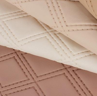 China 1.0 mm Soft Stitched Embroidered Diamond Woven Decorative PVC Faux Artificial Leather for sale