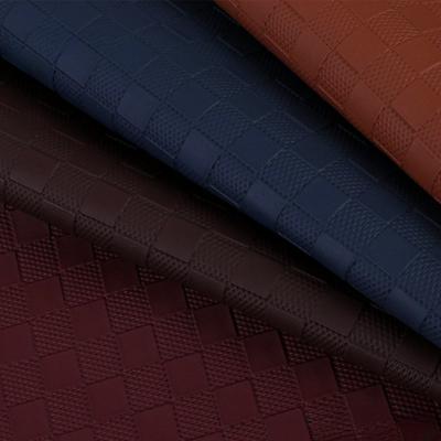 China 1.0 mm Checkered PVC Faux Artificial Leather Fabric for Bags and Decoration for sale