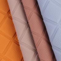 China 1.1mm Elastic Litchi Woven Checkered Pattern PVC Faux Artificial Leather Fabric for Handbags for sale