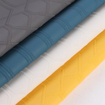 China 1.1mm Hexagonal Square Plaid Pattern PVC Faux Artificial Leather Fabric for Handbags and Car Seat Covers for sale