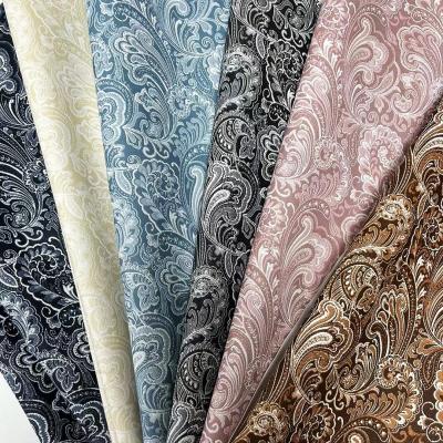 China PVC Floral Printed Faux Leather Fabric 1.4mm for Bags Notebooks Phone Cases for sale