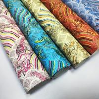 China Macrame PVC Printed Synthetic Leather Fabric 1.2mm Thickness for Bags, Packaging, Phone Cases with Peacock Pattern Design for sale