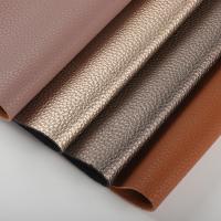 China 1.2mm PU Embossed Rexine Litchi Synthetic Leather with Velvet Backing for Bags Wallets Shoes for sale