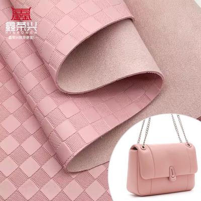 China PVC 1.8mm Thick Square Pattern Synthetic Artificial Leather Fabric for Bags Shoes Belts 140cm Width for sale