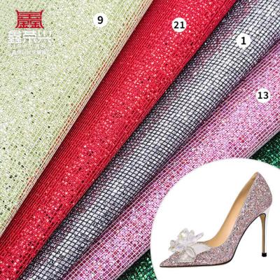 China Small-Check Coarse Glitter PVC Leather - 0.7mm Thickness, 140cm Width, Waterproof Synthetic Material for Bags and Shoes for sale
