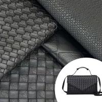 China 0.6mm Thickness 140cm Width Looped Fabric Backing PVC Woven Pattern Synthetic Leather for Furniture and Automotive for sale