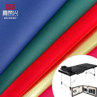 China PVC Synthetic Leather 0.7mm Thick 140cm Wide with Litchi Grain Embossing for Furniture and Automotive Upholstery for sale