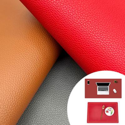 China PVC Litchi Grain Double Face Synthetic Faux Leather 1.8mm 140cm Waterproof Embossed for Bags Belts Decor for sale