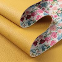 China 1.8mm Thickness SEMI PU Flower Print Litchi Grain Synthetic Leather - 137cm Width for Shoes and Bags for sale