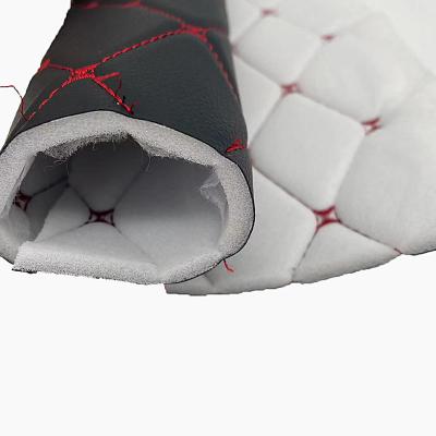 China Custom PVC Embroidery Quilted Synthetic Leather with 6.0mm Foam Backing - 54/55
