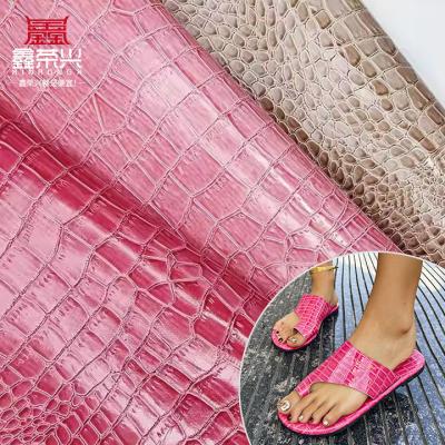 China Embossed PVC Crocodile Textured Faux Leather 0.6mm Thick 140cm Wide for Shoes Bags Furniture for sale