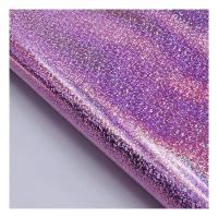 China PU Holographic Mirror Leather with Big Glass Pattern Grain - 0.7mm Thickness, 140cm Width for Shoes and Handbags for sale