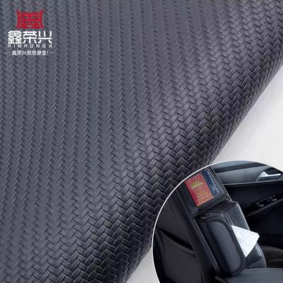 China PVC Leather Mat Woven Grain Pattern Artificial Synthetic Leather 0.6mm-1.0mm 140cm Width for sale
