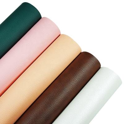 China PVC Litchi Grain Synthetic Leather for Furniture 54 Inch Width 0.8 mm Thickness for sale