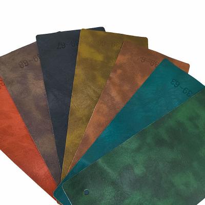 China PVC Crazy Horse Oil Wax Faux Leather for Furniture 54 Inches Wide 0.7mm Thick for sale