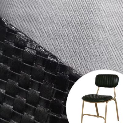 China PVC Woven Embossed Faux Leather 0.6mm 140cm for Furniture Upholstery for sale