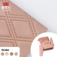 China PVC Imitation Embroidery Rhombus Leather Fabric 1.0mm Thick 150cm Wide for Car Seats and Furniture for sale