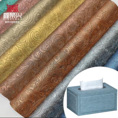 China PVC Flower Pattern Artificial Leather Fabric 0.5mm Thickness 140cm Width for Furniture and Shoes for sale