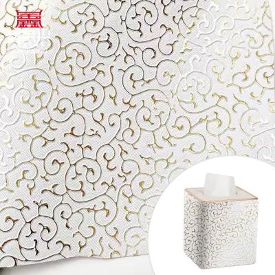 China Wholesale PVC Golden Film Embossed Synthetic Leather 0.5mm 140cm for Bag Box Notebook Fabric for sale