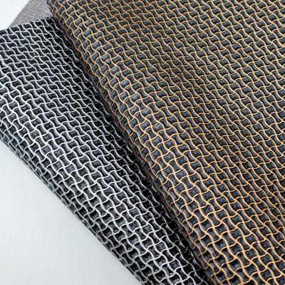 China PVC Golden Silk Wire Grain Geometric Pattern Synthetic Leather Fabric 0.6mm 1.37m Width for Shoes Bags Decor for sale